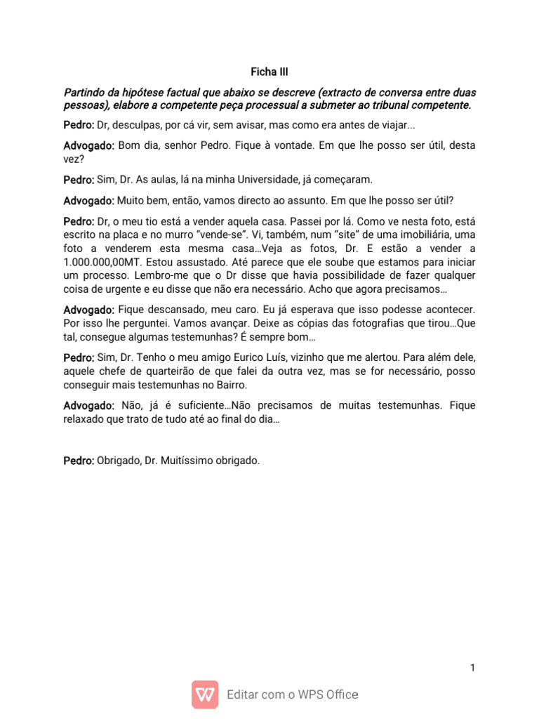 Ficha II - Caso Pratico | PDF