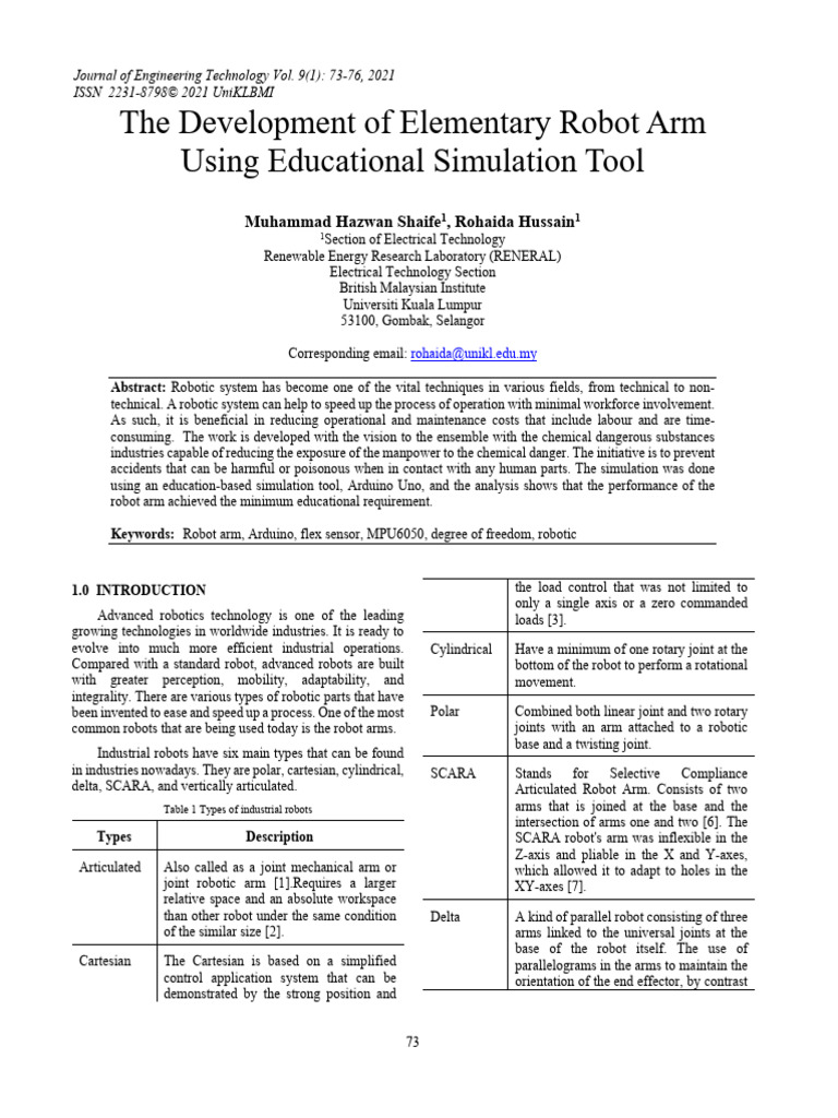 Development of a 4 DOF Robot Arm | PDF | Mechanical Engineering