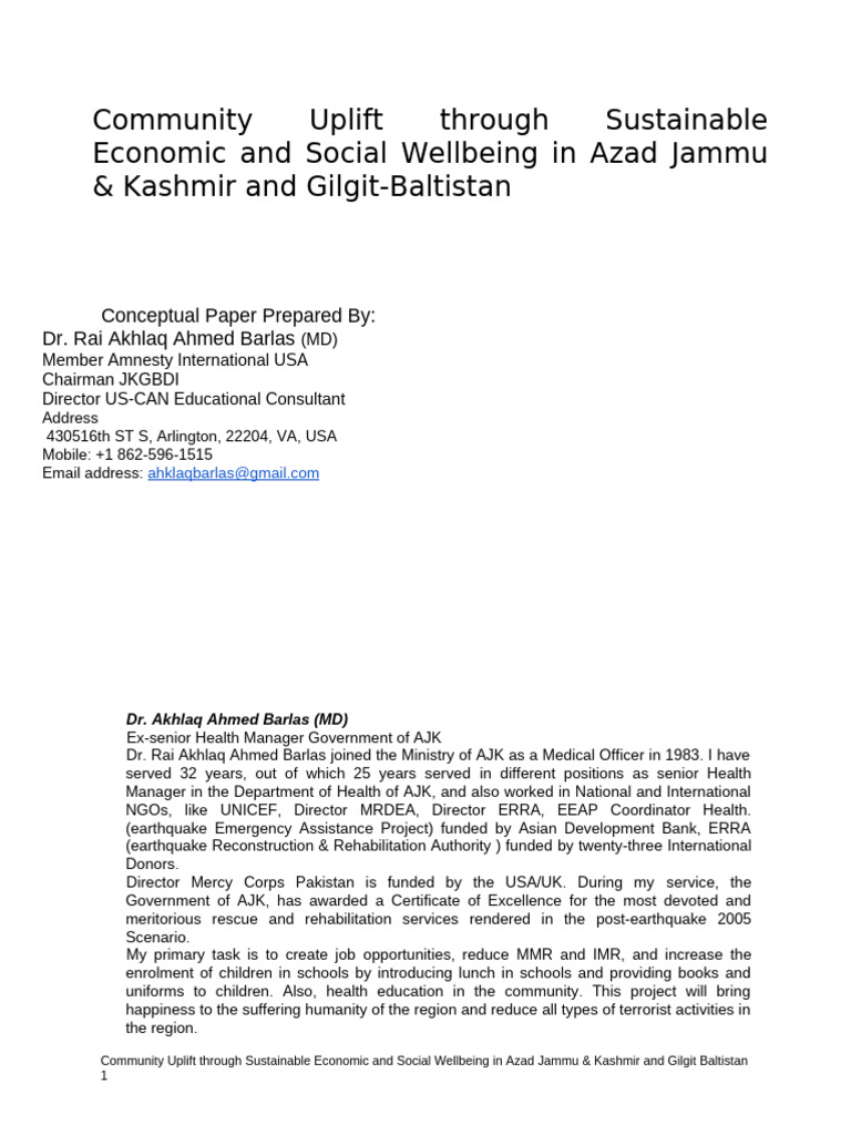 Community Uplift Through Sustainable Economic and Social Wellbeing in ...