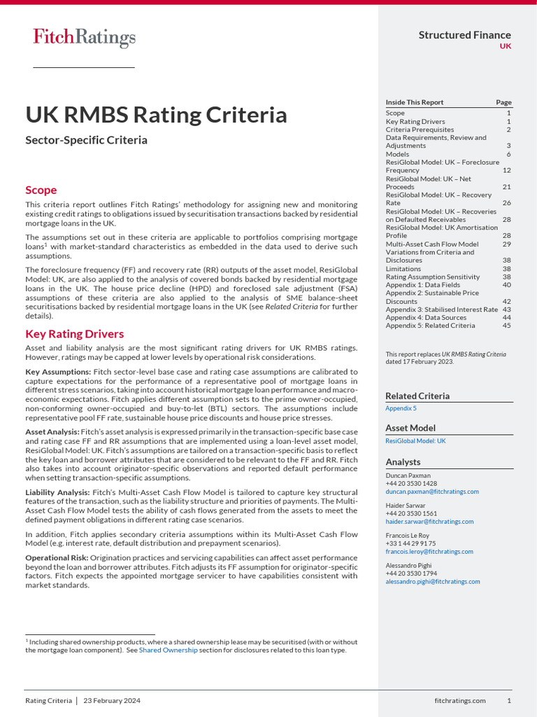 Fitch Study - UK RMBS - 2024 | PDF | Mortgages | Loans