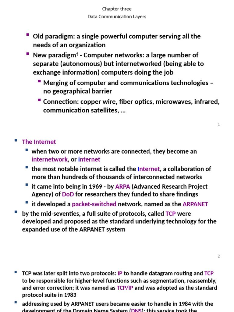 2- chapter three- data communication layers | PDF | Osi Model ...