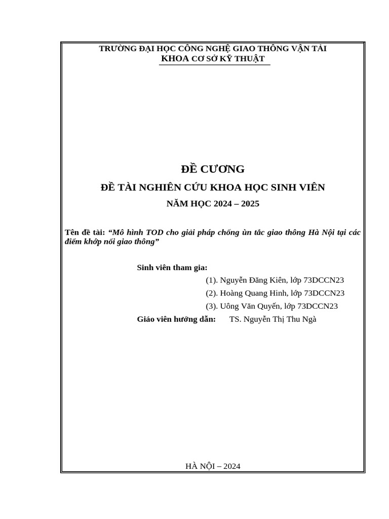 De-cuong-NCKH-SV - Ngà | PDF