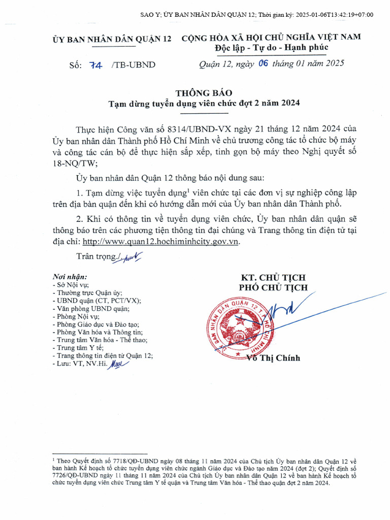 SAO Y; ỦY BAN NHÂN DÂN QUẬN 12; Thời gian ký: 2025-01-06T13:42:19+07:00 ...