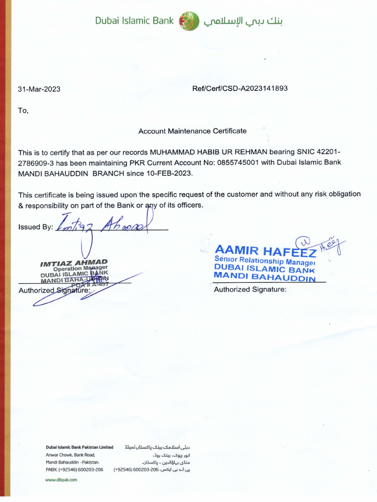 Bank Statement With Account Maintenance Letter-3 | PDF