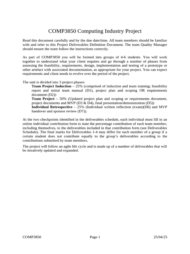 PACE Computing Project - 2025 - S1 - DeliverablesDefinitionUploadedV226Feb2025 | PDF | Computing