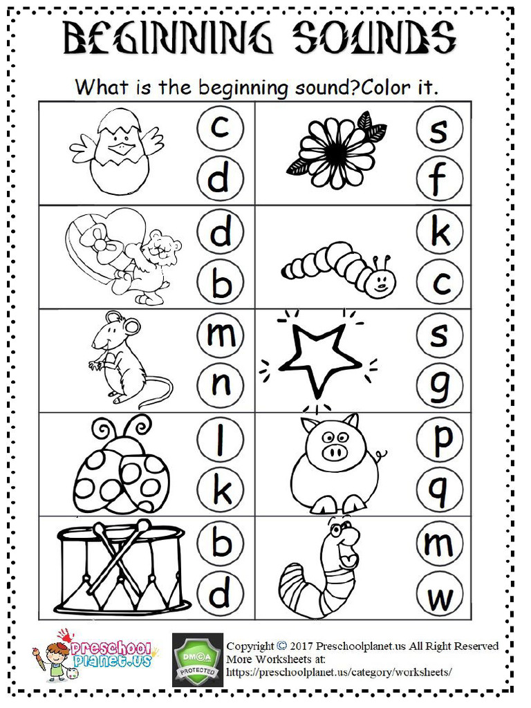Beginning Sound Worksheet | PDF