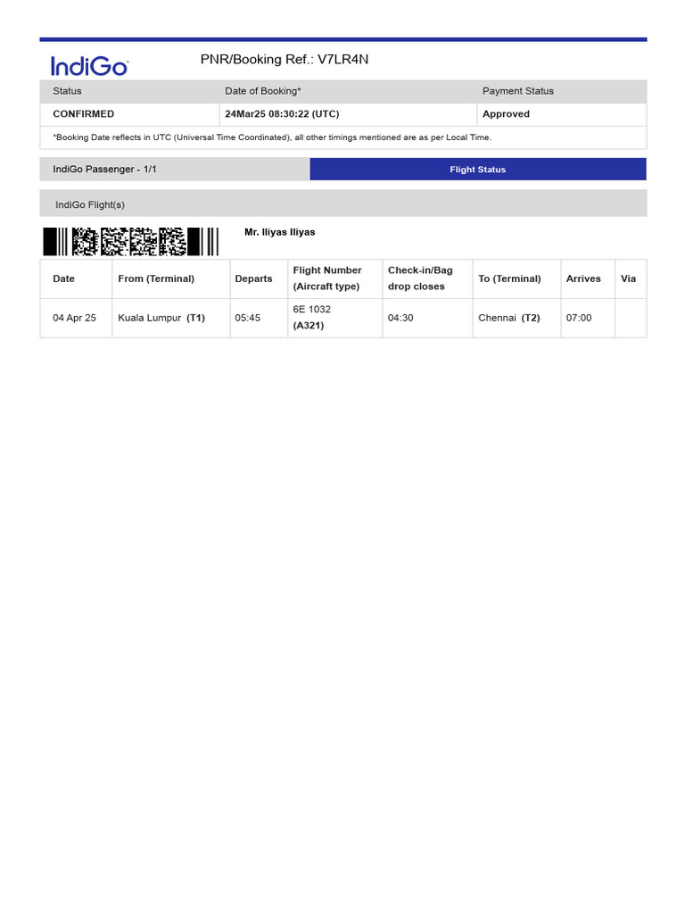 IndiGo Flight 6E 1032 Status Update | PDF
