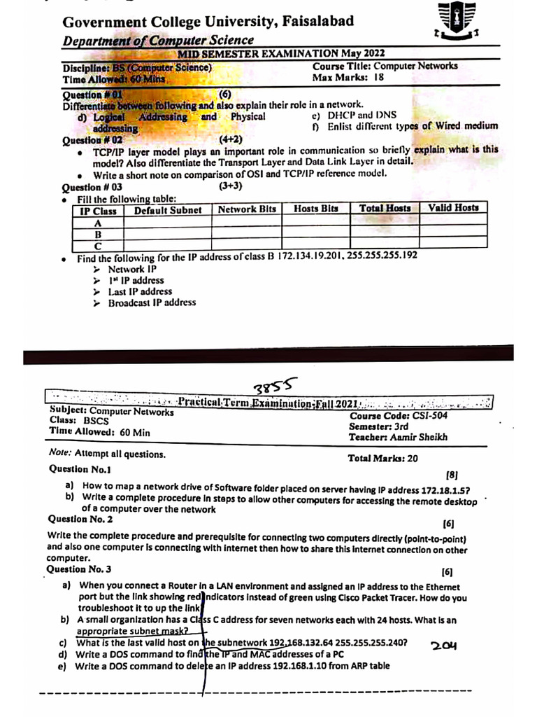 Computer Networking &dsa Past PPRZ by Gcuf Guiders | PDF