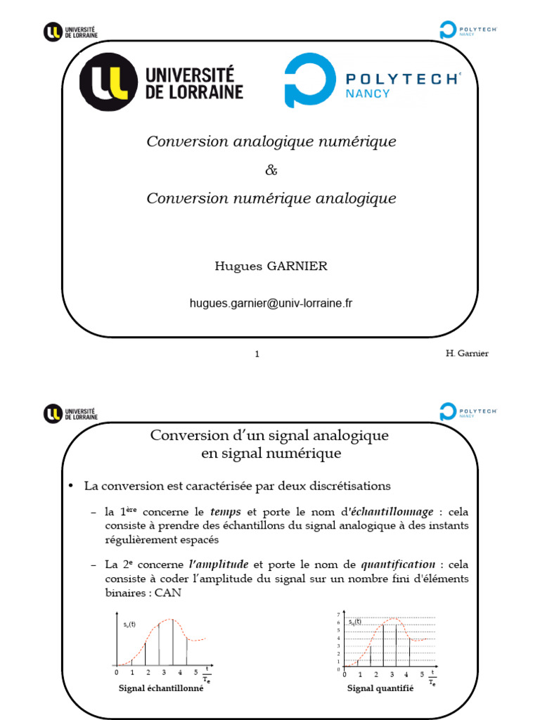 Conversion Analogique-Numérique | PDF | Échantillonnage (signal ...
