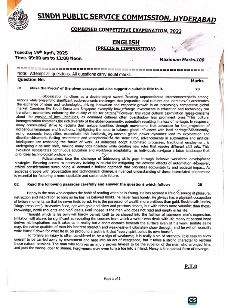 CCE-23 Precis Paper | PDF