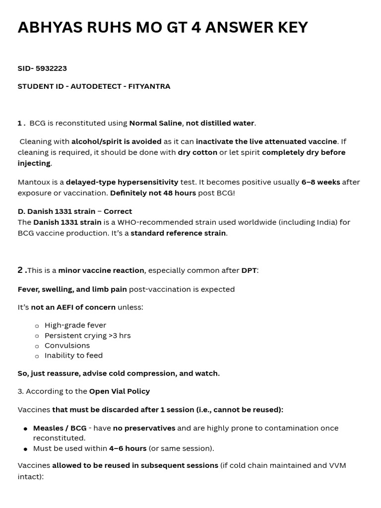 Abhyas Ruhs Mo GT 4 - Explanations | PDF | Diseases And Disorders | Medical Specialties