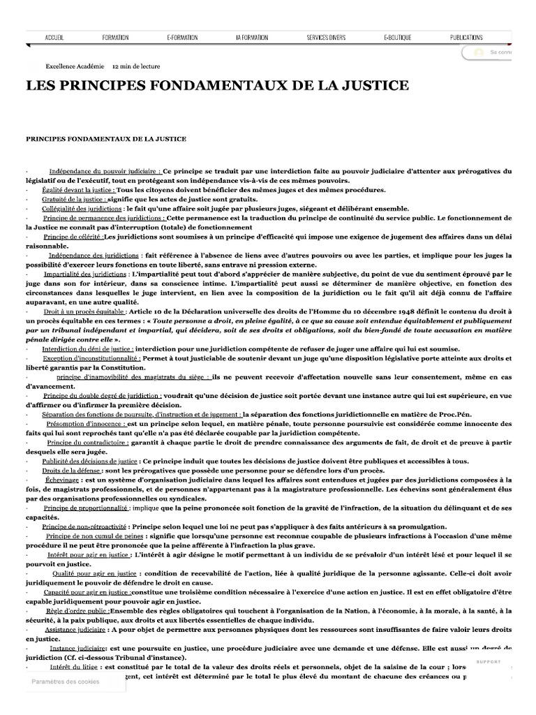 Principes Fondamentaux de La Justice | PDF