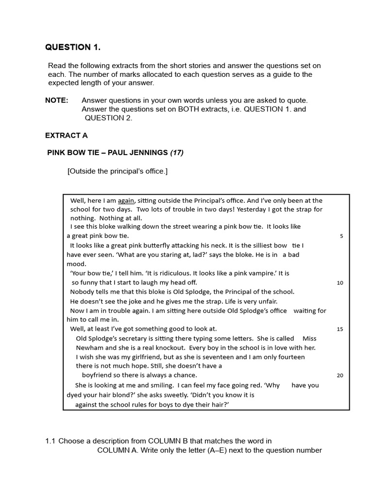 Short Stories Tasks For Grade 11 | PDF