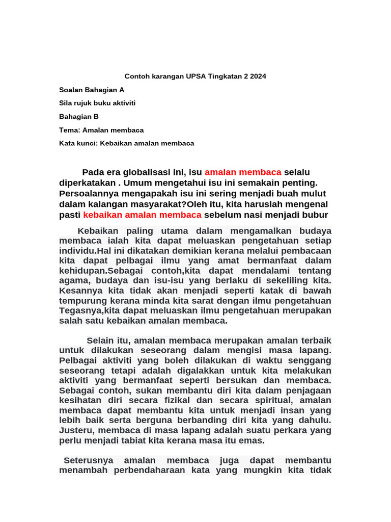 skema upsa BM2 2024 | PDF