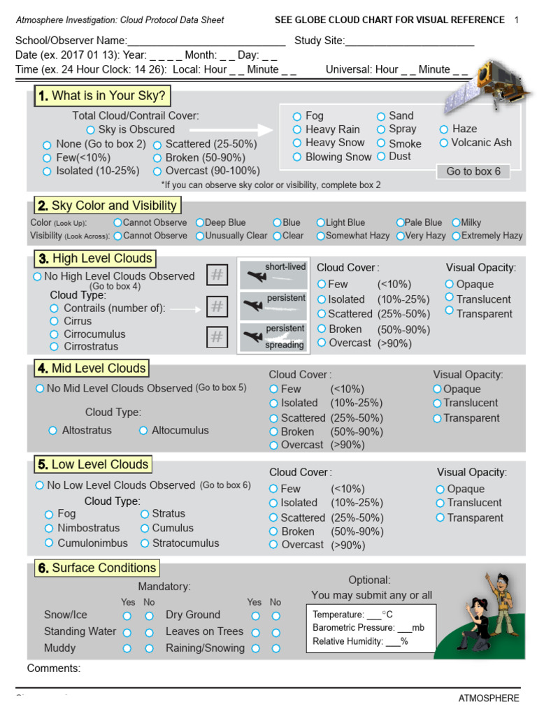 Cloud Observation Data Sheet | PDF | Cloud | Sky