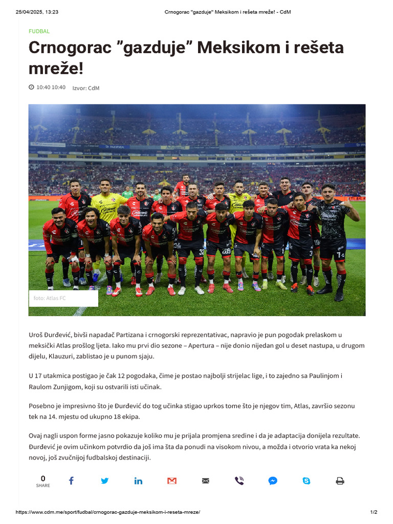 Crnogorac ''gazduje'' Meksikom i rešeta mreže! - CdM | PDF