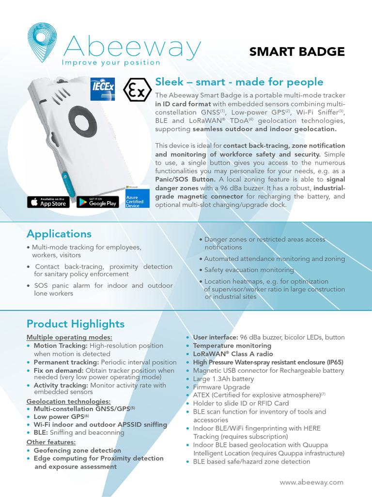 Abeeway Smart Badge User Manual | PDF | Wi Fi | Electronics