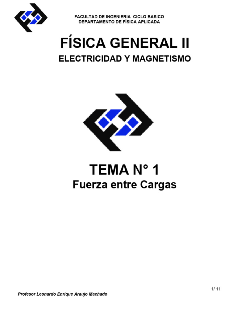 Tema #1 Fuerza Entre Cargas | PDF | Electrón | Carga eléctrica