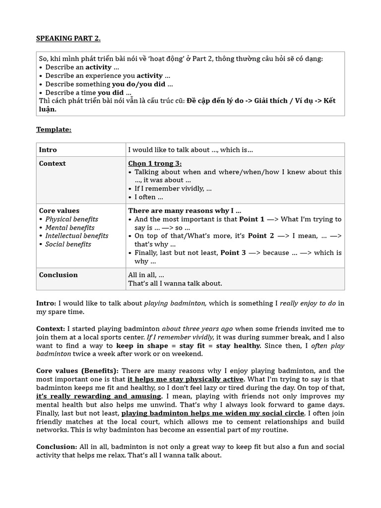 Ielts Speaking Leisure Time | PDF