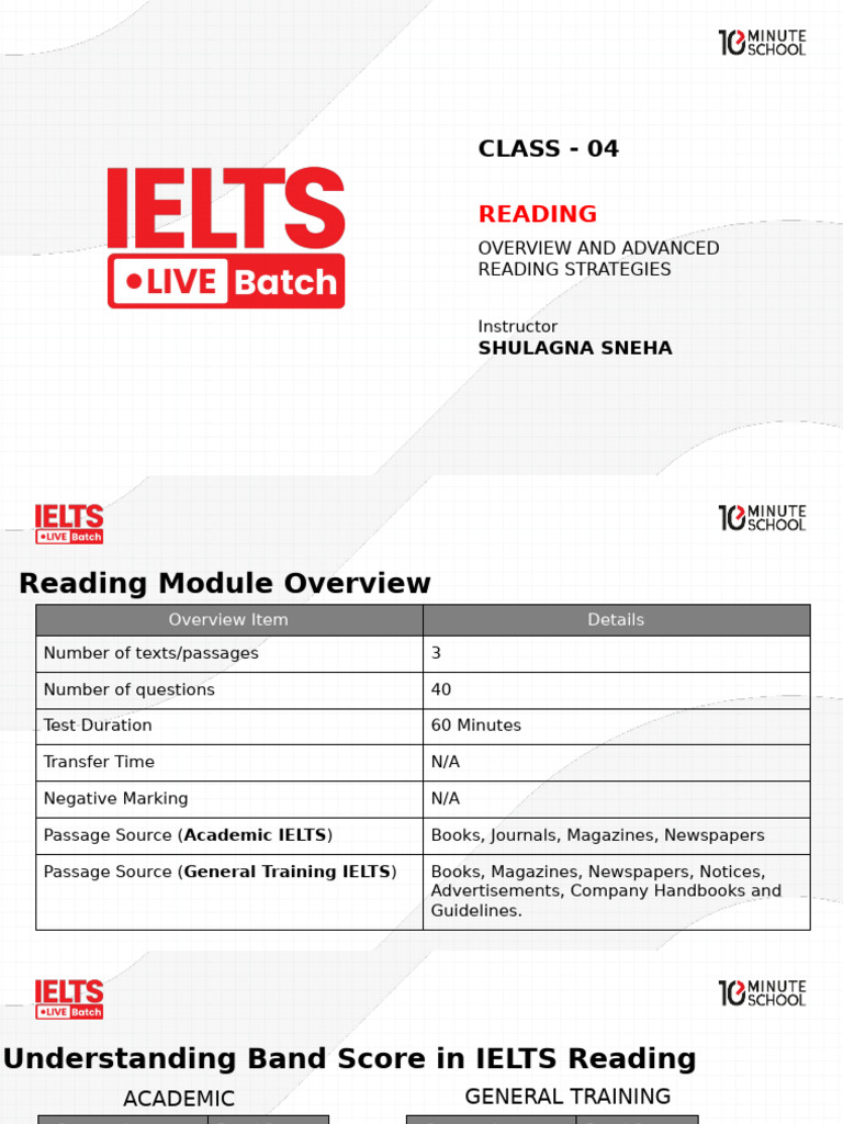 Class 4- Overview and Advanced Reading Strategies (Embedded) | PDF ...