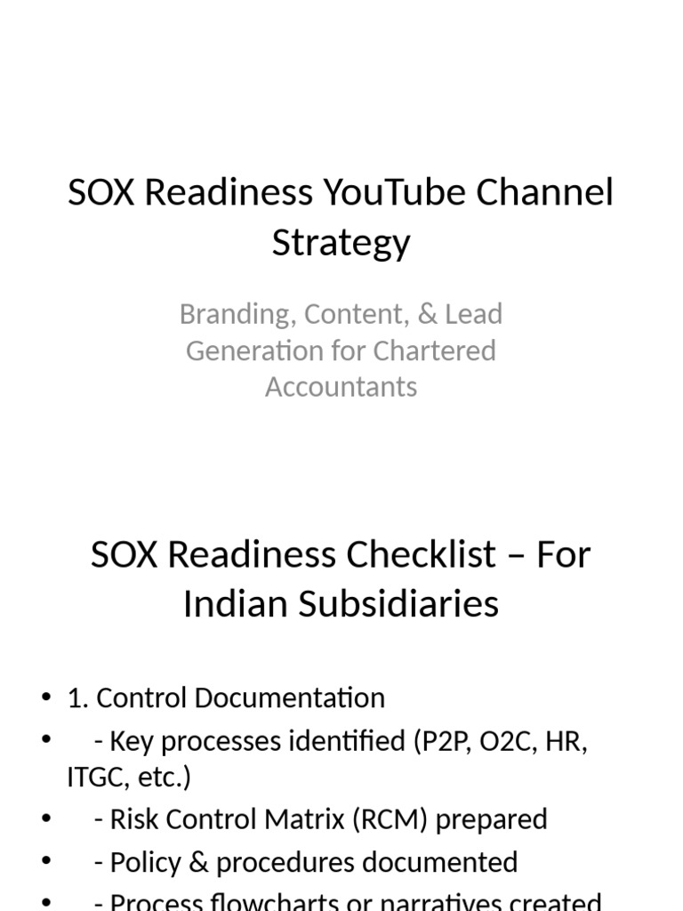 SOX Readiness YT Channel Strategy | PDF