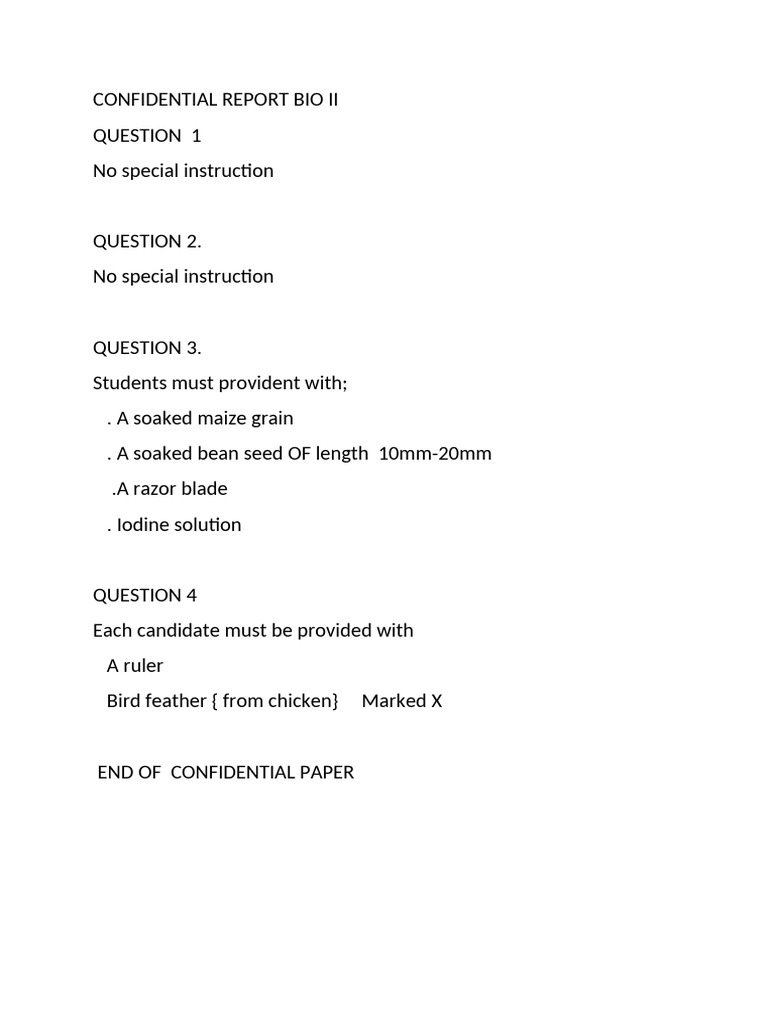 Bio II Confidential Report | PDF