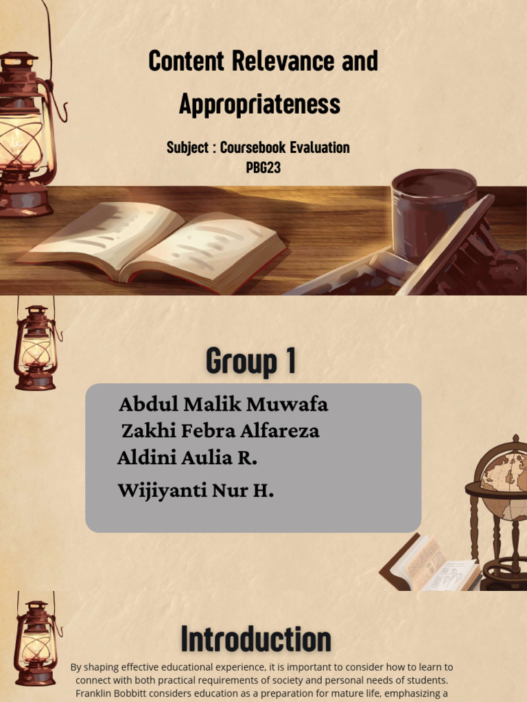 GROUP 1 Content Relevance and Appropriateness | PDF | Curriculum | Theory