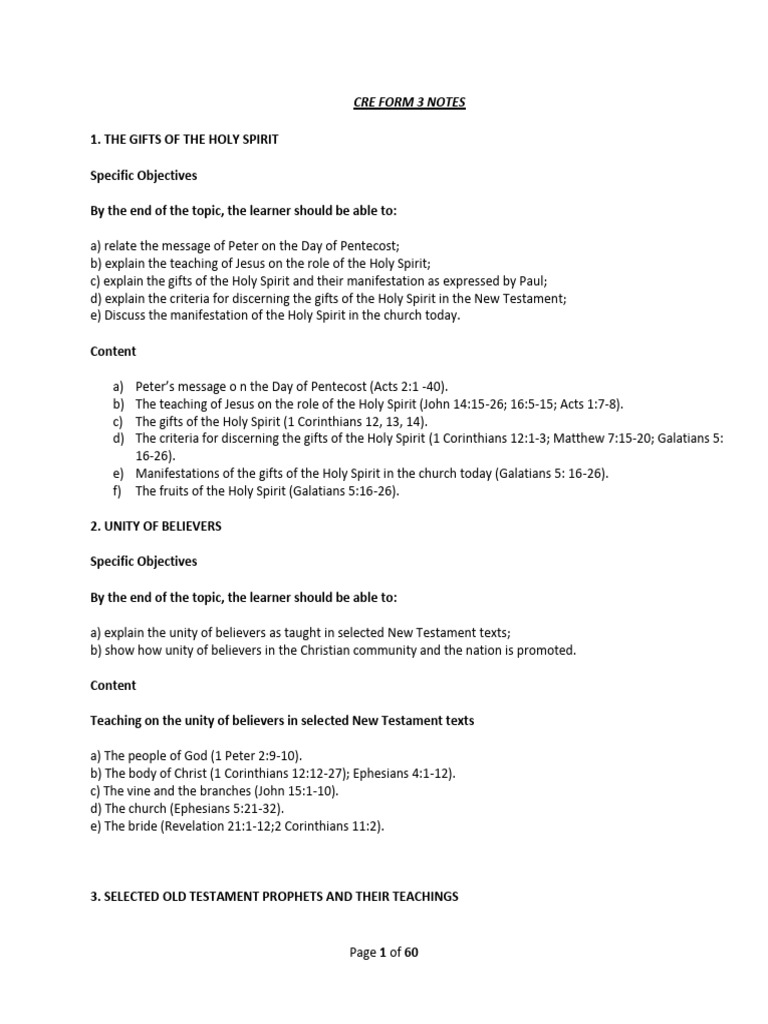 CRE FORM 3 NOTES (1) | PDF | Jesus | Jeremiah