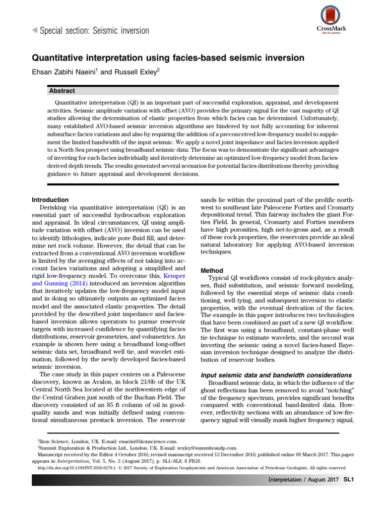 Quantitative Interpretation Using Facies-Based Seismic Inversion | PDF