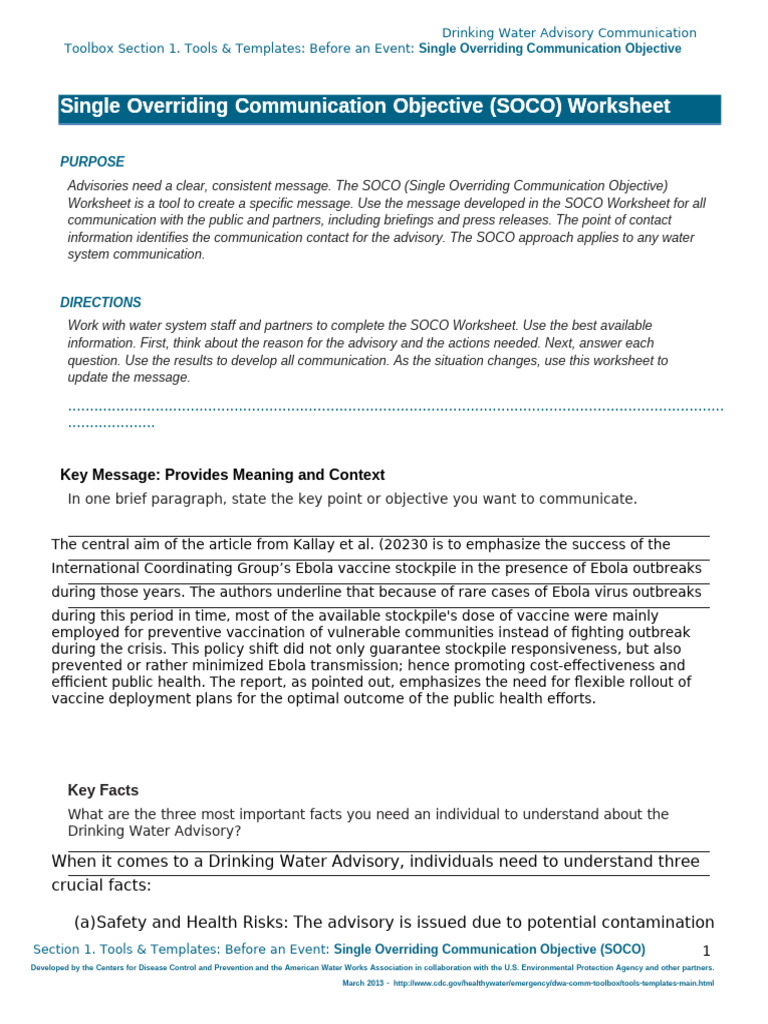 SOCO Worksheet For Kallay | PDF | Public Health | Preventive Healthcare