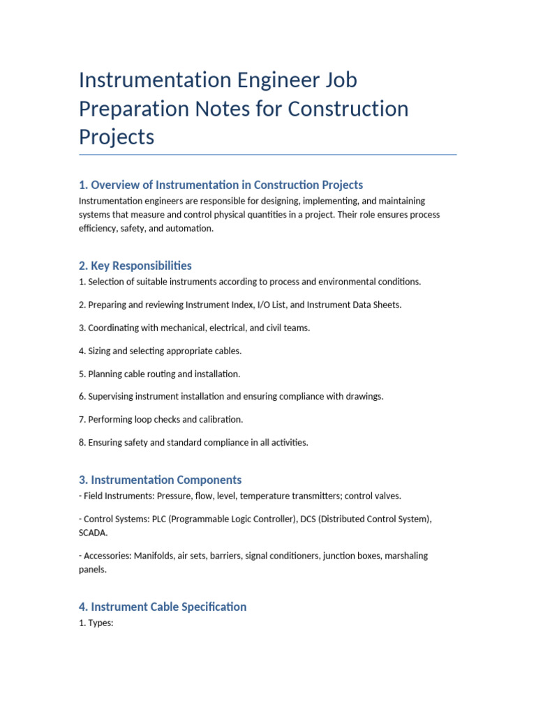 Instrumentation Engineer Detailed Notes | PDF | Instrumentation ...