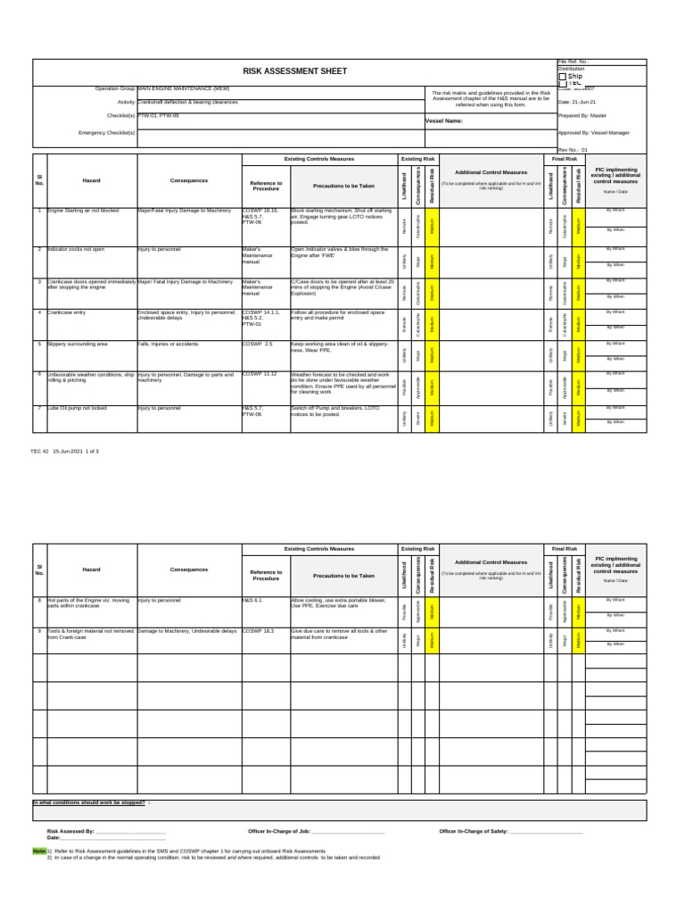 MEM007 Crankshaft Deflection and Bearing Clearances | PDF | Risk | Safety