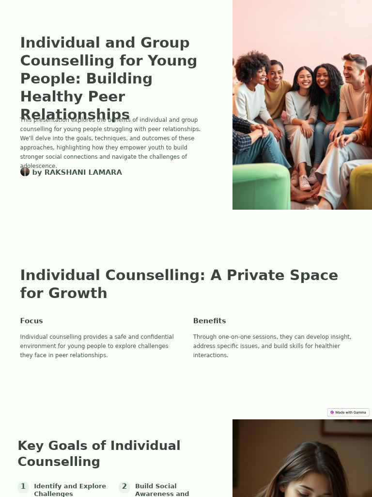 Individual and Group Counselling For Young People Building Healthy Peer ...