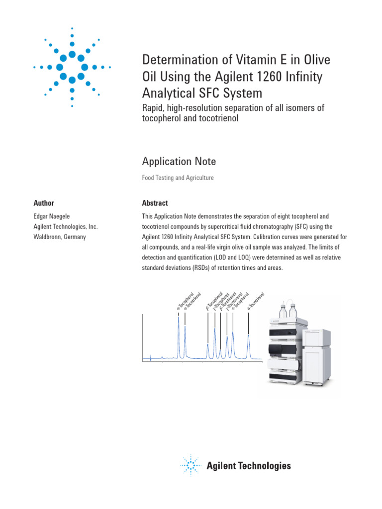 Determination of Vitamin E in Olive Oil SFC System | PDF | Detection Limit | High Performance ...