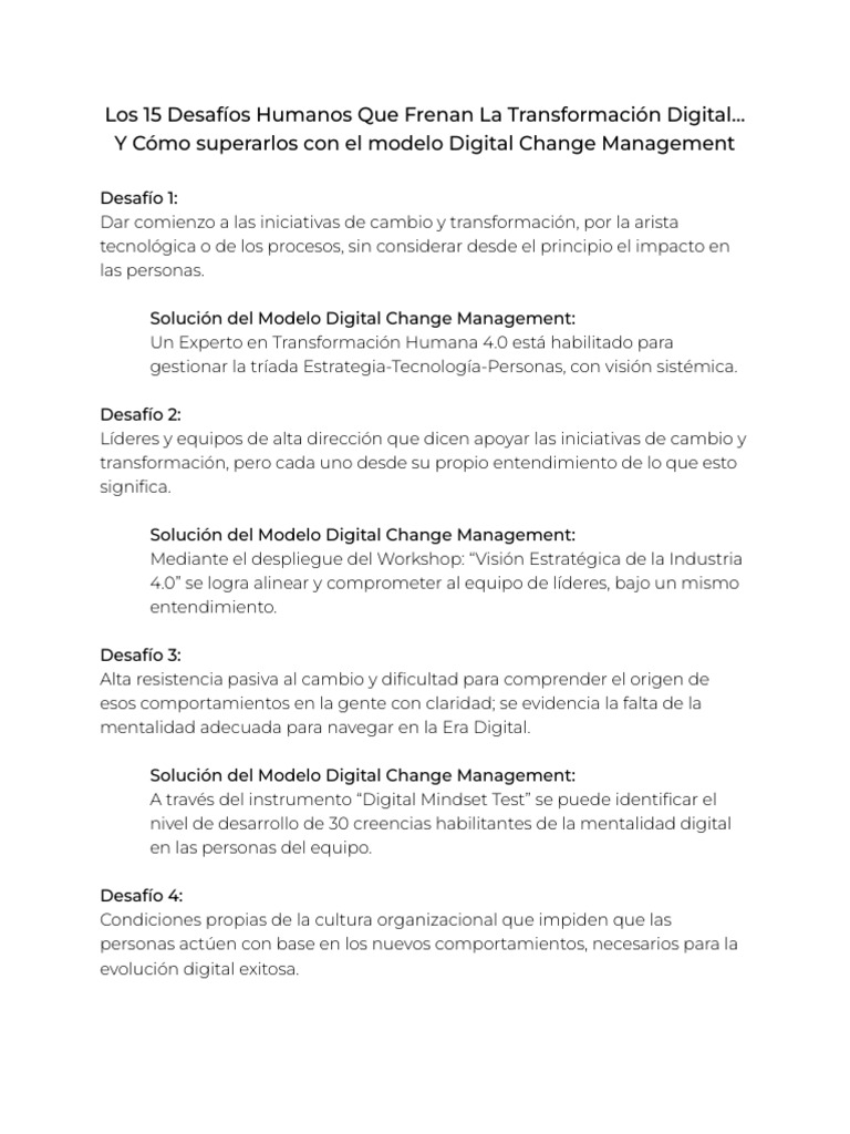 Los 15 Desafíos Humanos Que Frenan La Transformación Digital | PDF ...