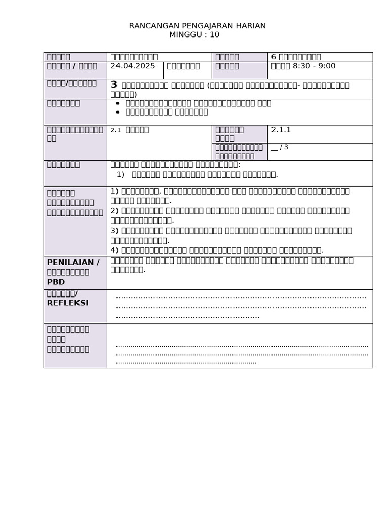 24.4.2025 (Khamis) - Muzik Tahun 6 | PDF