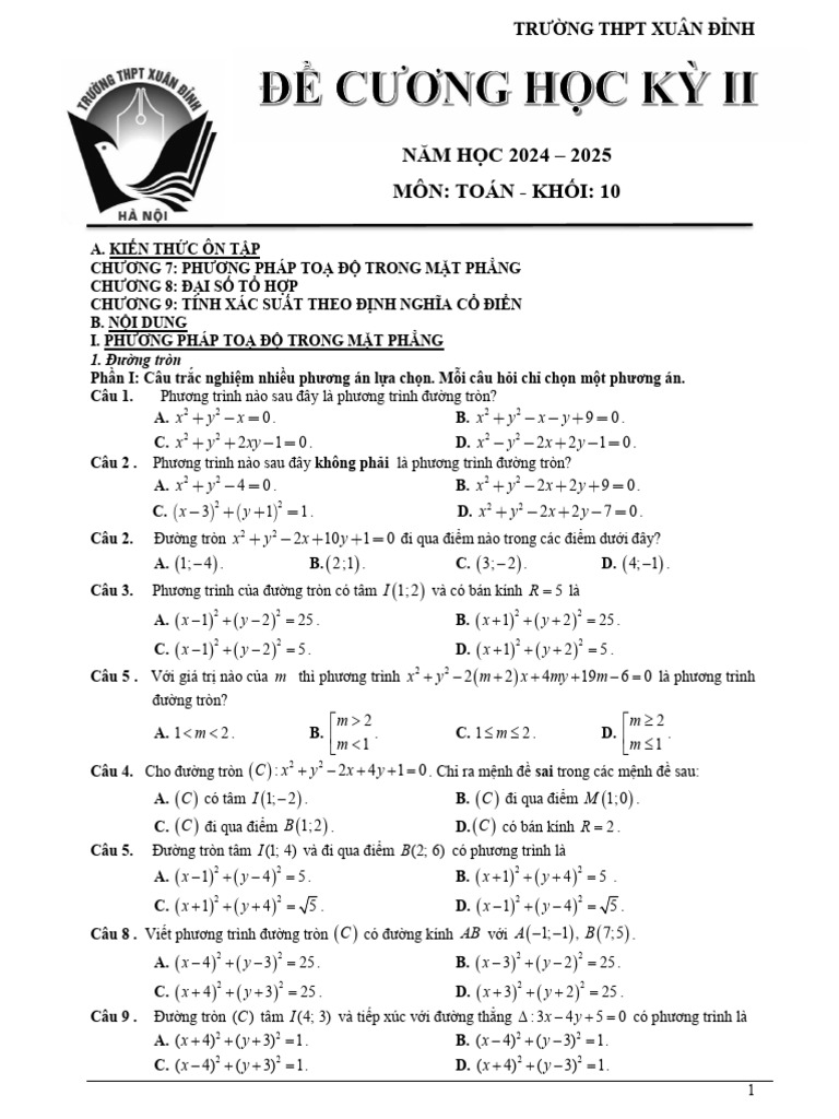 de-cuong-hoc-ky-2-toan-10-nam-2024-2025-truong-thpt-xuan-dinh-ha-noi | PDF