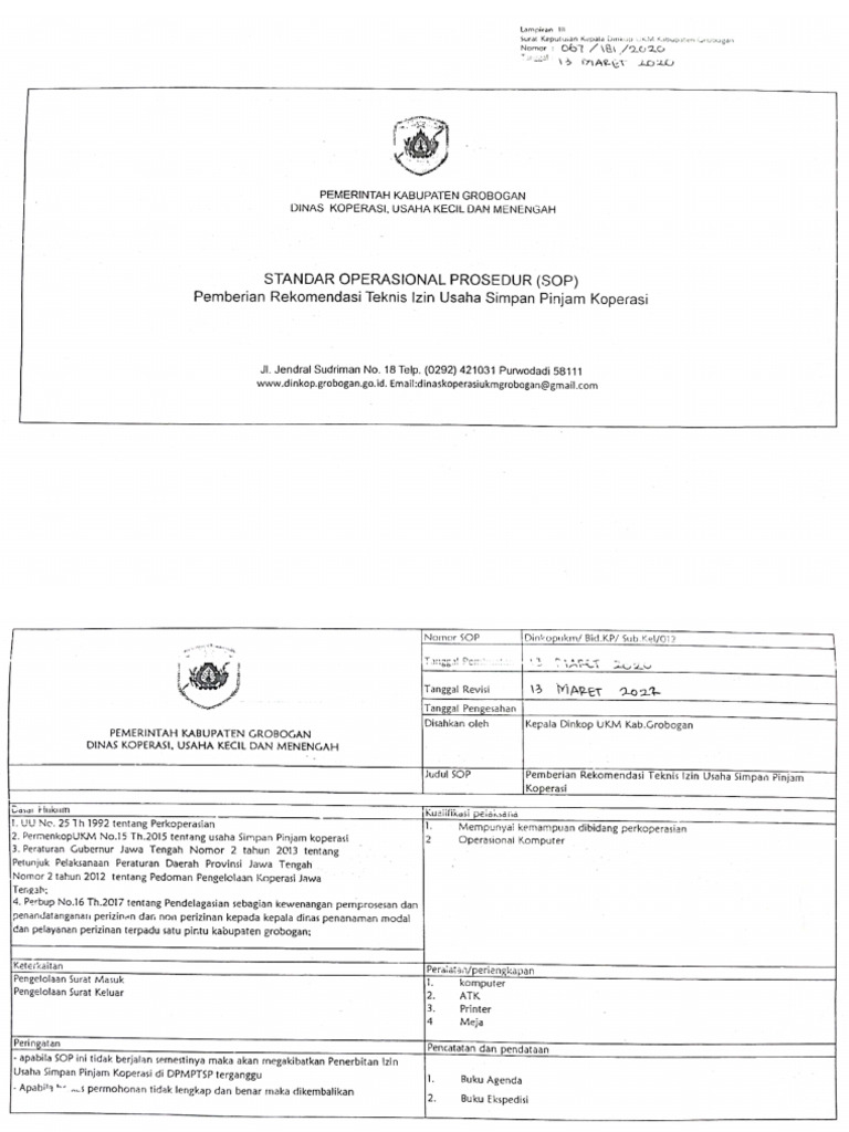 Sop Ijin Usaha Simpan Pinjam | PDF
