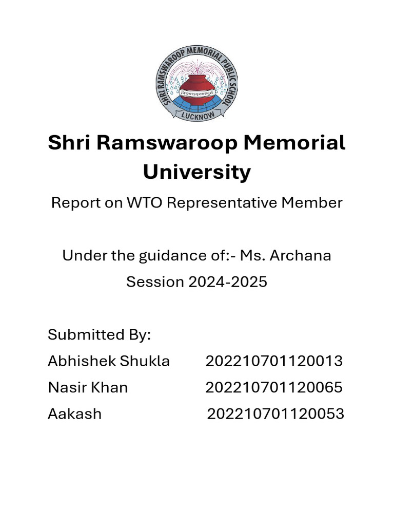 Shri Ramswaroop Memorial University | PDF | World Trade Organization ...
