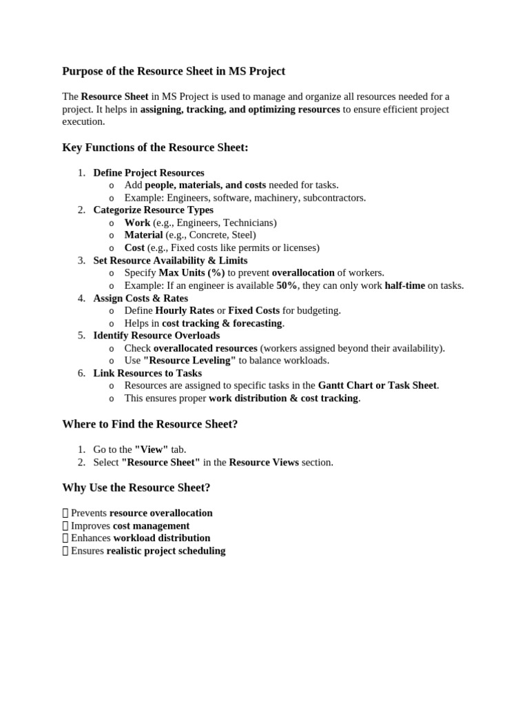 Managing Resources in MS Project | PDF | Workload | Business