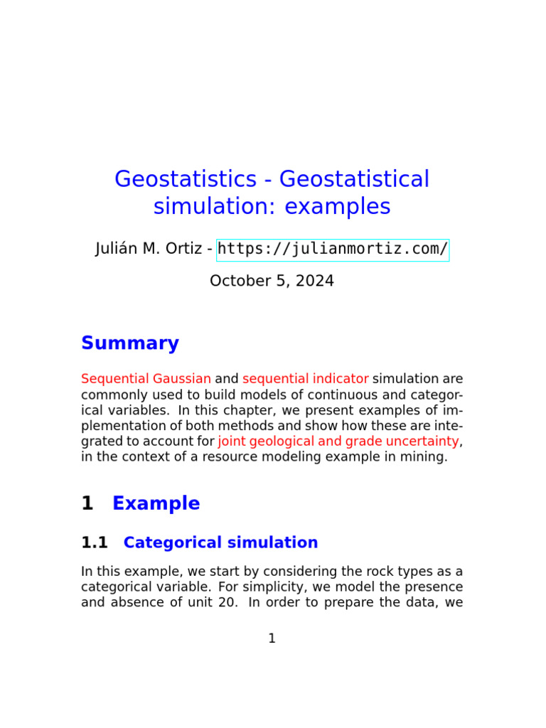 13-Geostatistics Simulation Examples | PDF | Applied Mathematics | Statistical Theory