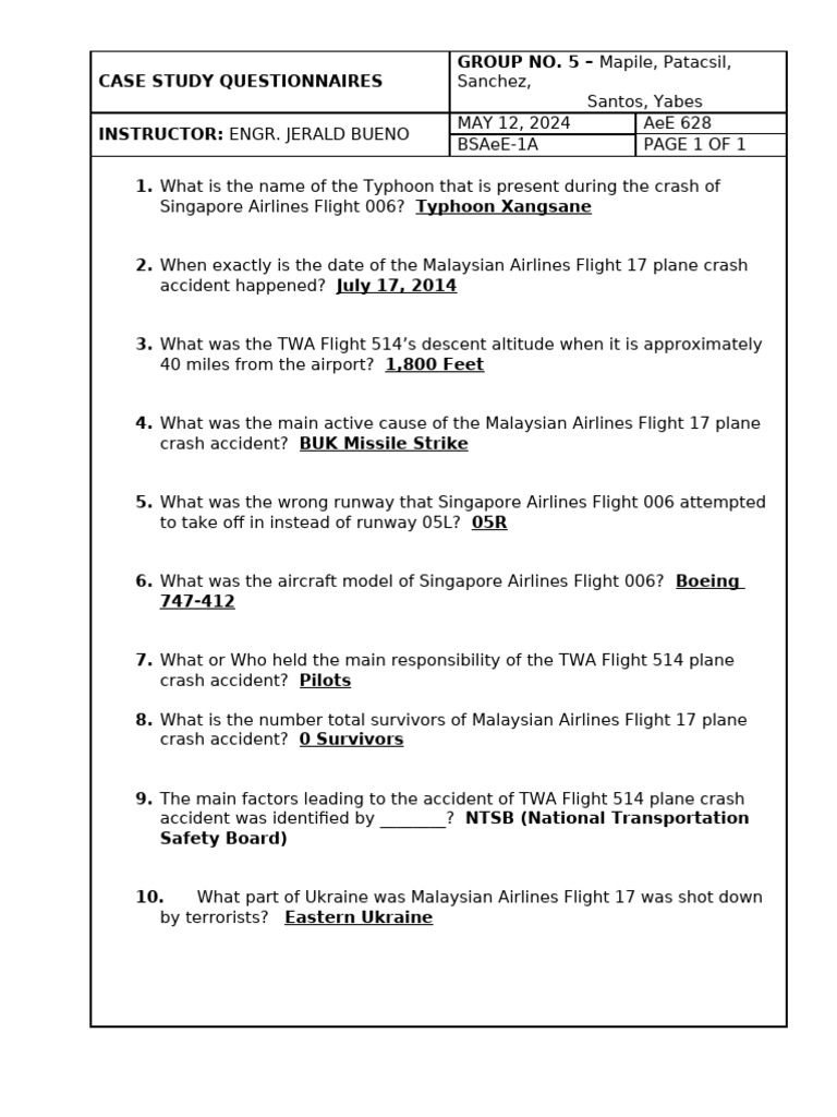 Av Safety Group 5 Questionnaires | PDF