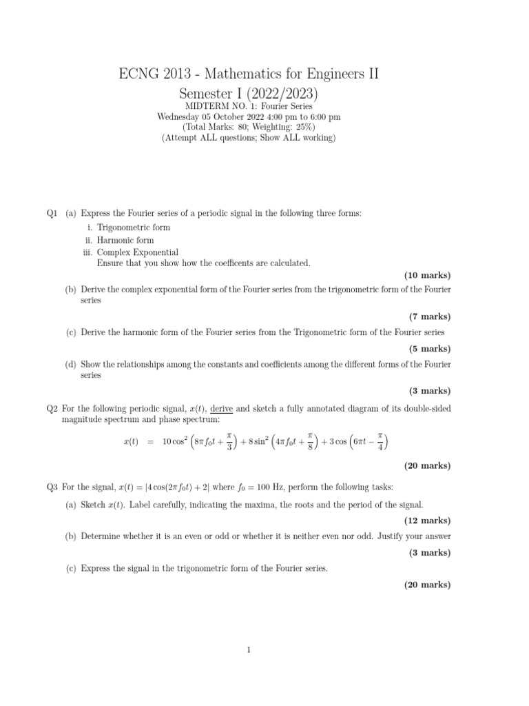 Fourier - Midterm 20222023 | PDF | Fourier Series | Fourier Transform