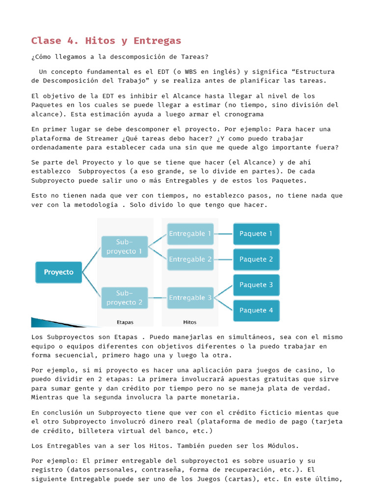 Clase 4. Hitos y Entregas | PDF