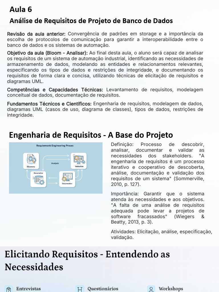Aula 6 - Análise de Requisitos de Projeto de Banco de Dados | PDF