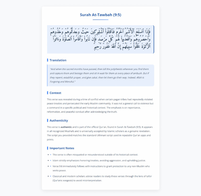 Surah at Tawbah 9 5 Quran Verse Explaination - of - Event | PDF