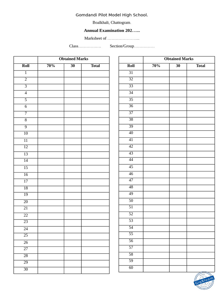 Obtained Marks | PDF