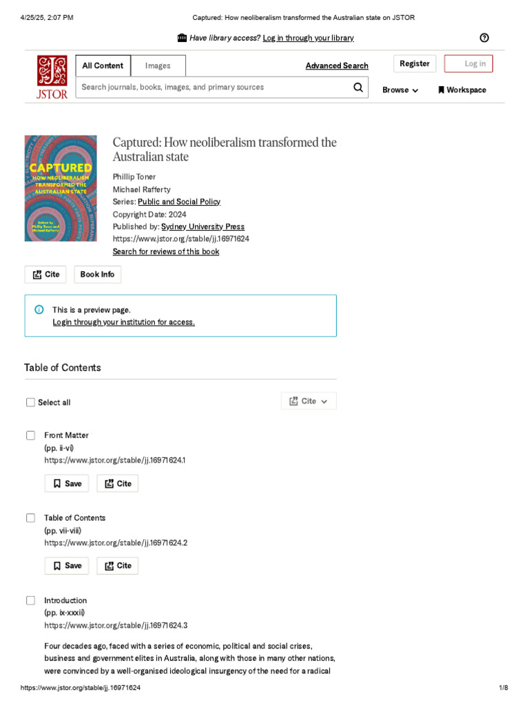 Captured - How Neoliberalism Transformed The Australian State On JSTOR | PDF | Neoliberalism ...