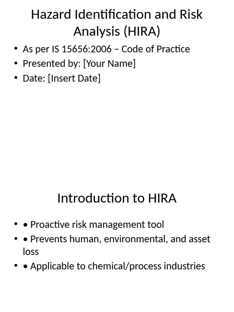 HIRA IS15656 Training Presentation | PDF | Risk | Hazards