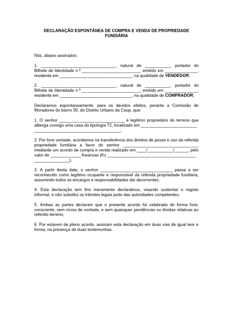 Declaracao Espontanea Compra Terreno | PDF